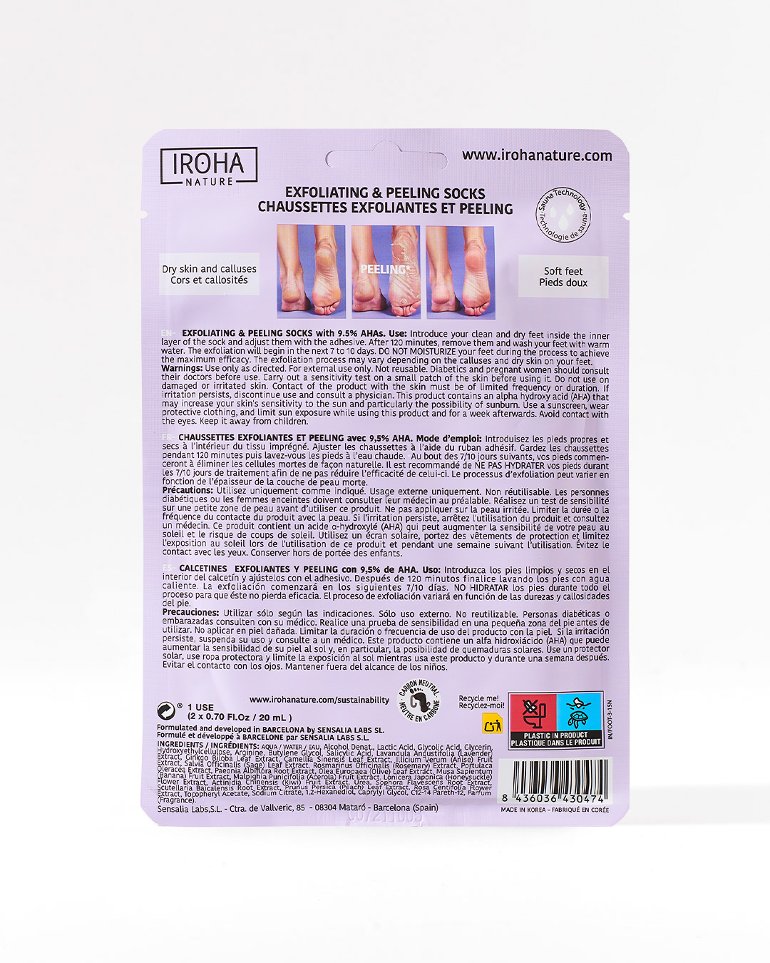 Mask Socks. Peeling & Exfoliation mask socks - Iroha Nature